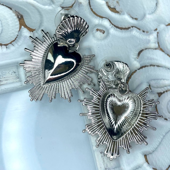 Anthropologie | Jewelry | New Silververa Heart Earrings | Poshmark